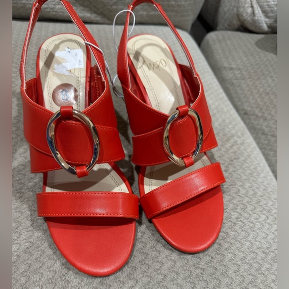 Impo | Shoes | Impo Valisha Redorange Strappywedge Heel Sandals W Metal ...